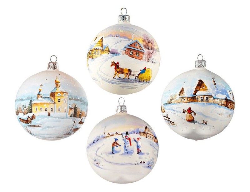 Стеклянный шар Снеговик коллекция Зимняя акварель, 10 см, 175.7.100 ...